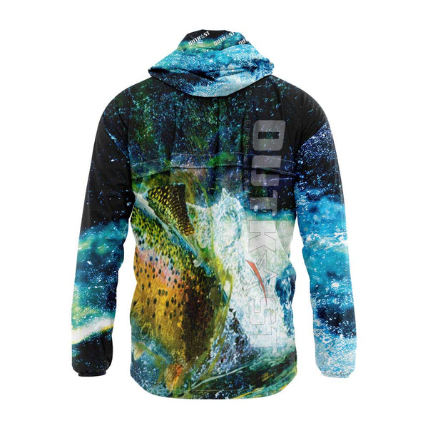 Blue Grunge Rainbow Trout Waterproof Windbreaker, Drymac Jacket ...